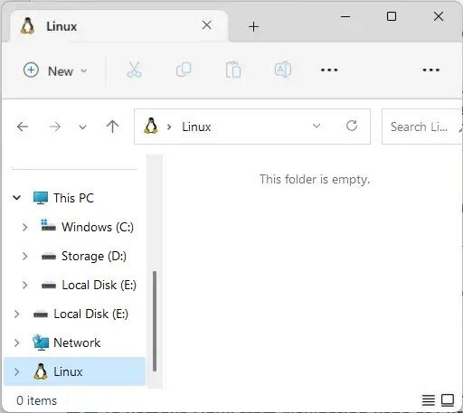 Linux folder on Windows in File Explorer Penguin Icon