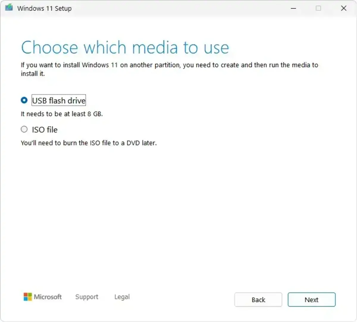Windows 11 Media Creation Tool Making a USB Installer