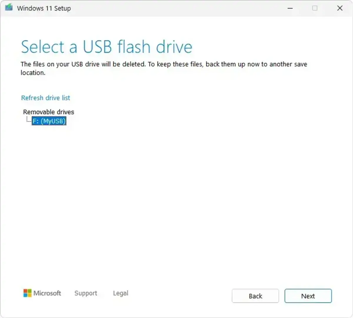 Windows 11 Media Creation Tool Making a USB Installer